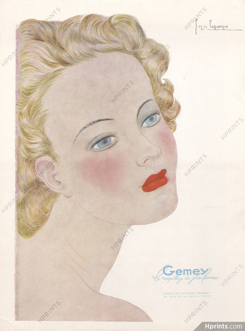 Gemey (Cosmetics) 1942 Lipstick, Georges Lepape — Cosmetics
