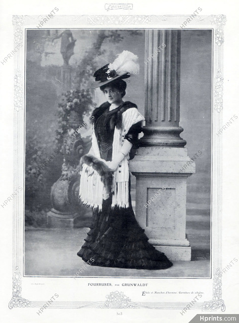 Grunwaldt (Fur Clothing) 1905 Etole & Manchon ermine, Photo Paul Boyer